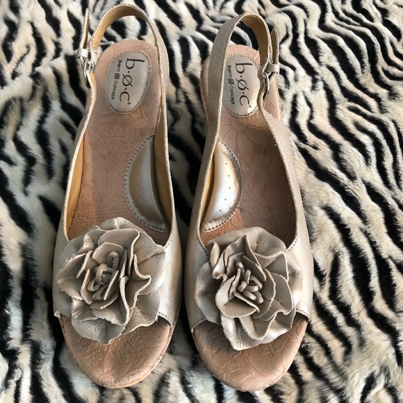boc | Shoes | Womens Born Concept Boc Metallic Flower Wedges | Poshmark